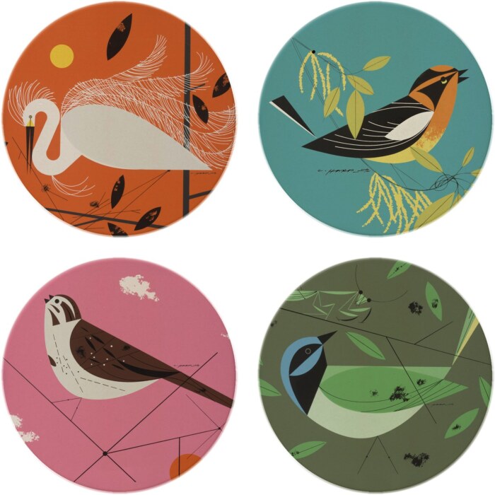 Charley Harper Store | Feathered Friends Absorbent Stone Coaster Set ...